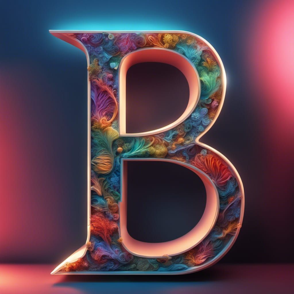 A BEAUTIFUL LETTER "B" IN 3D CLEAR LUMINOUS volumetric lighting ...