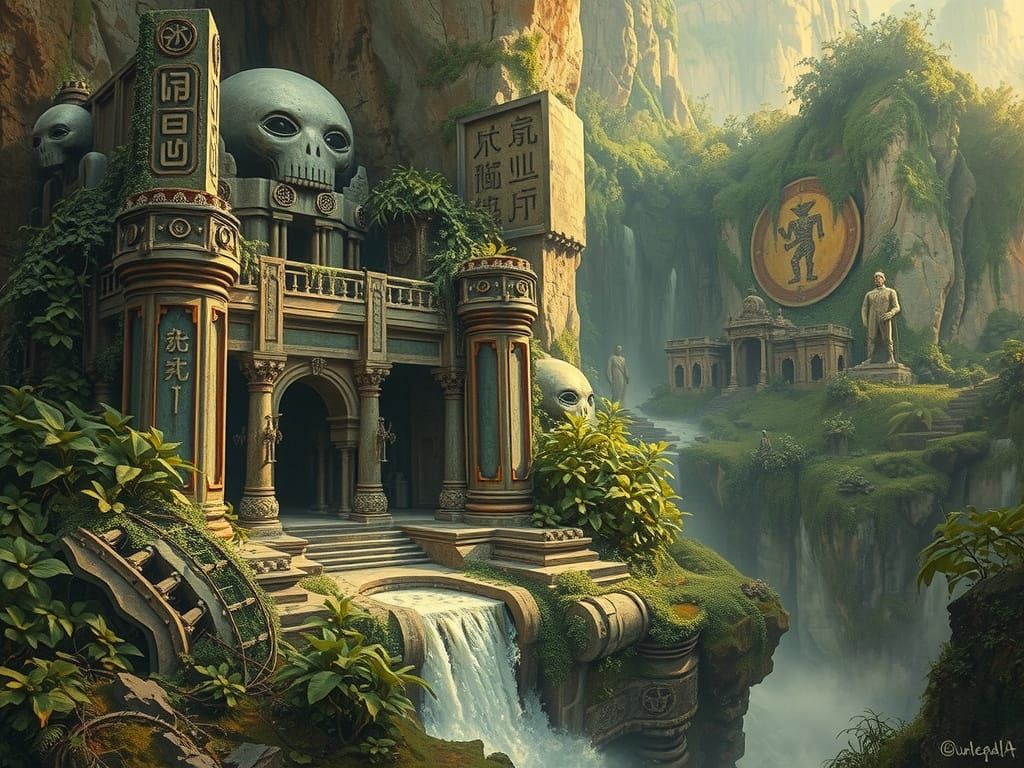 Hyperdetailed Ancient Steampunk Civilization Ruins - AI Art