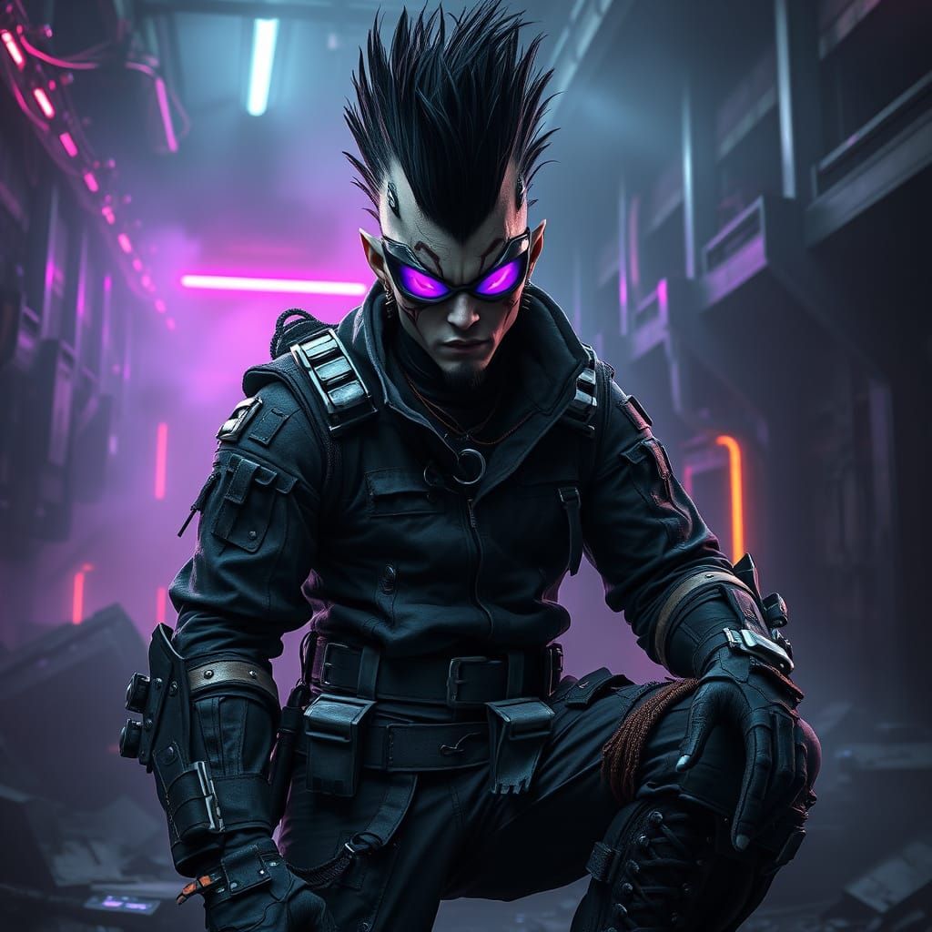 Cyberpunk Mech Scavenger in Gritty, High-Contrast ... - AI Art