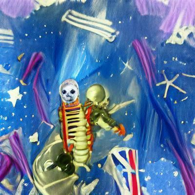 Scary skeleton astronaut in space in the style of Kim Myatt - AI ...