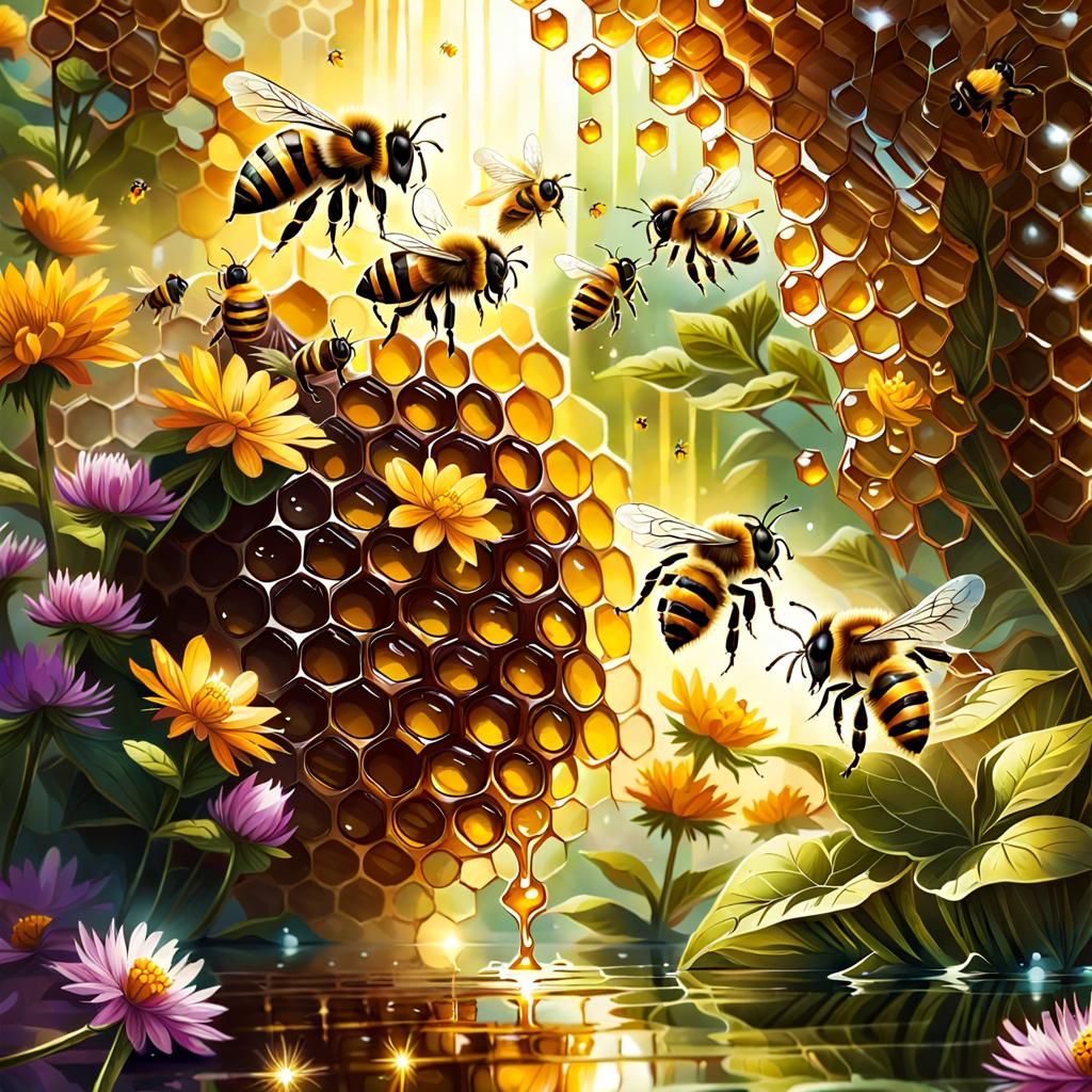 Busy Buzzing Bees - AI Generated Artwork - NightCafe Creator