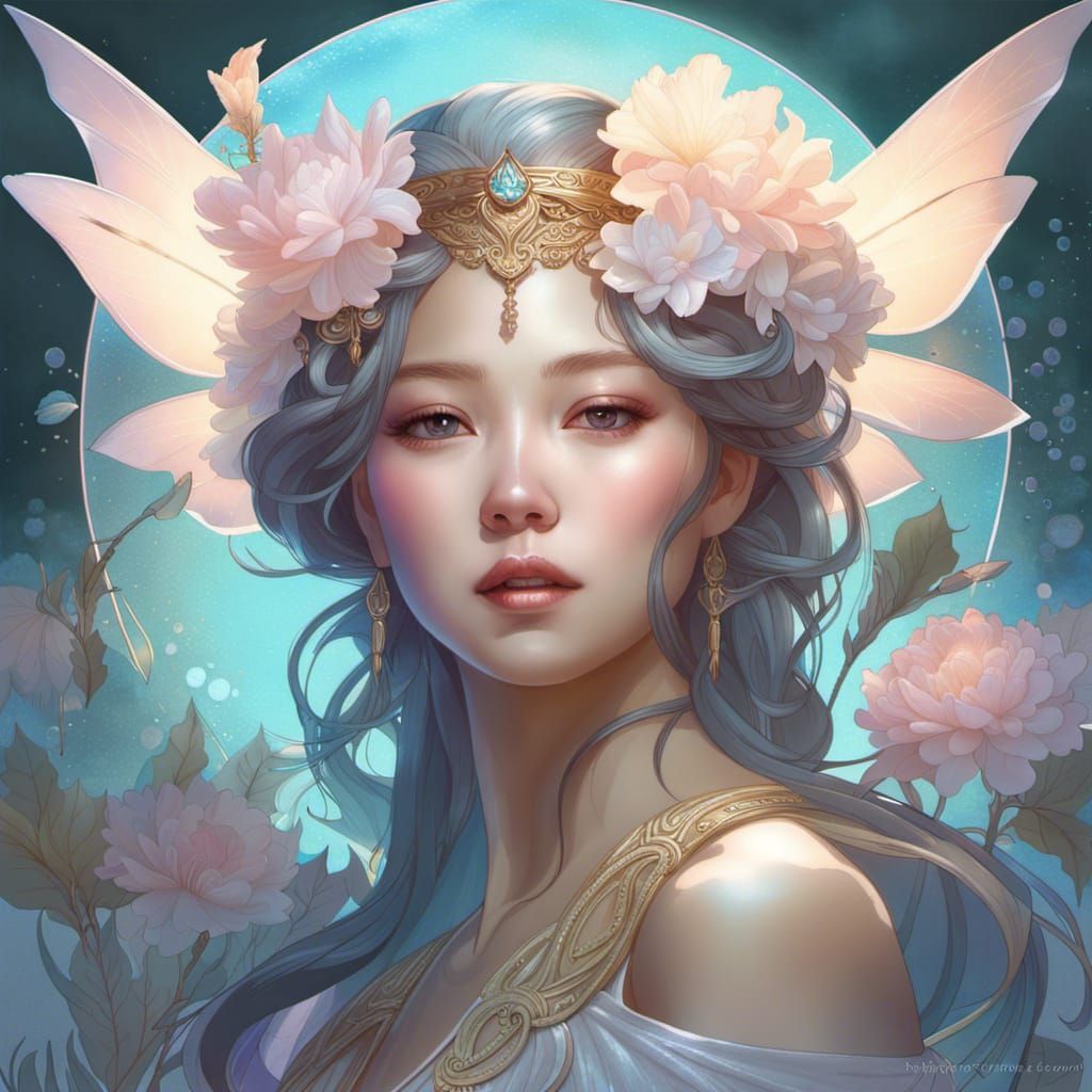 Korean magical fairy regal royal divine goddess pastel iridescent ...