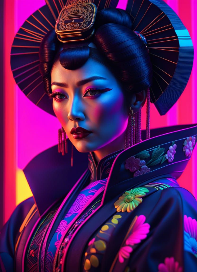 1980 Geisha Neon Style - AI Generated Artwork - NightCafe Creator