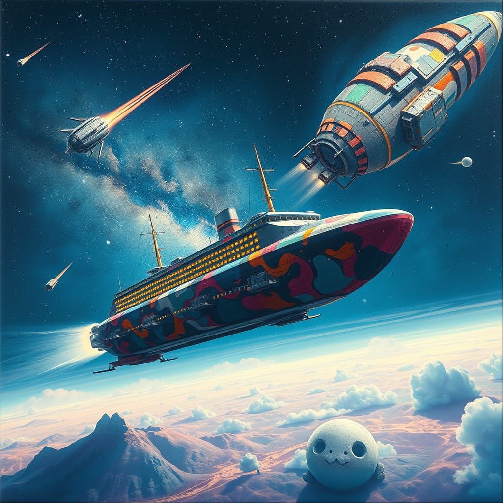 Epic Intergalactic Space Liner in a Vibrant Cage o... - AI Art