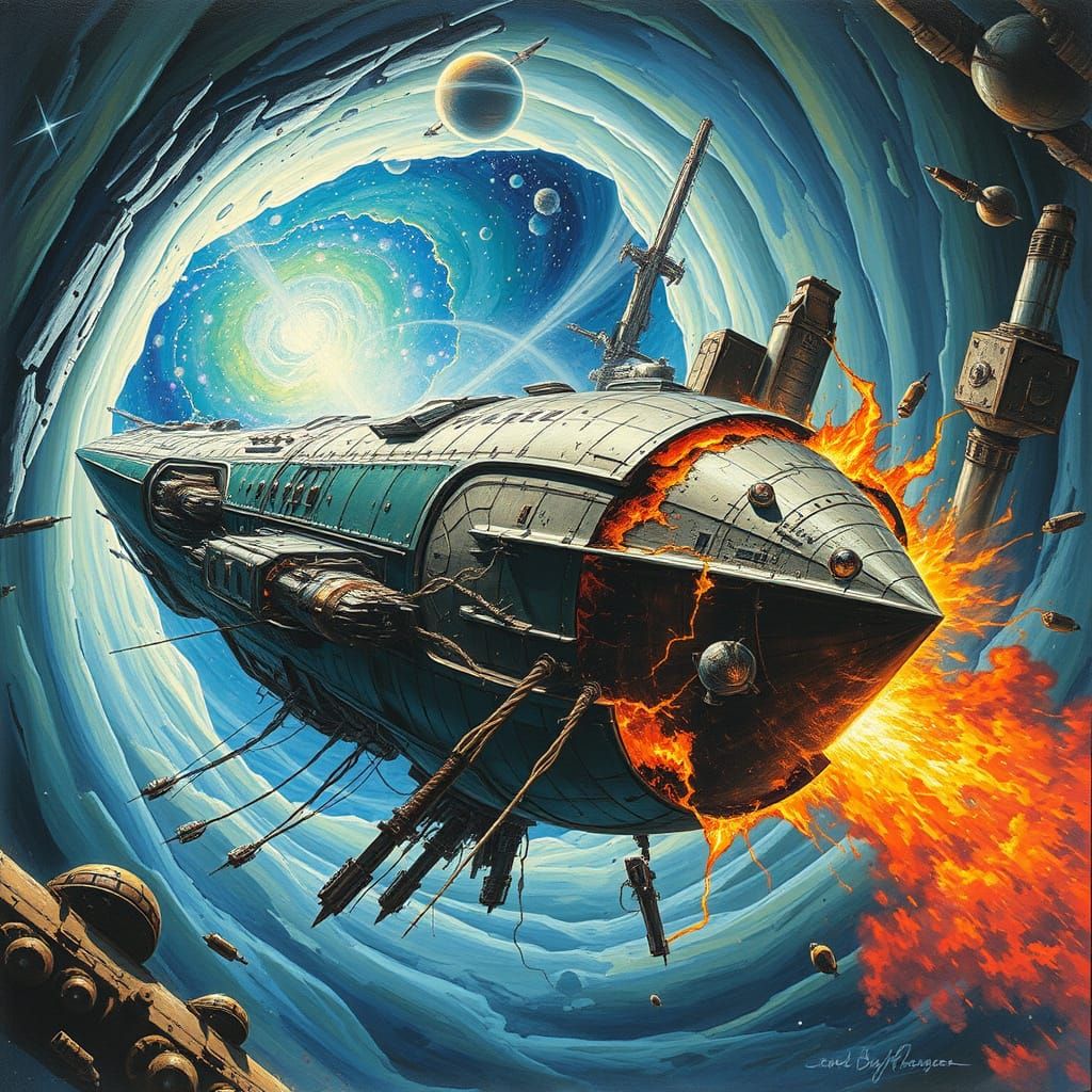 Cosmic Apocalypse: Ancient Spacecraft Disintegrate... - AI Art