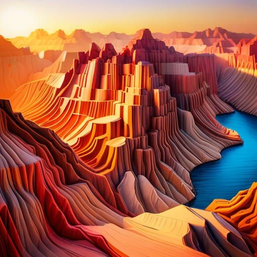 Grand Canyon paper sculture - AI Generated Artwork - NightCafe Creator