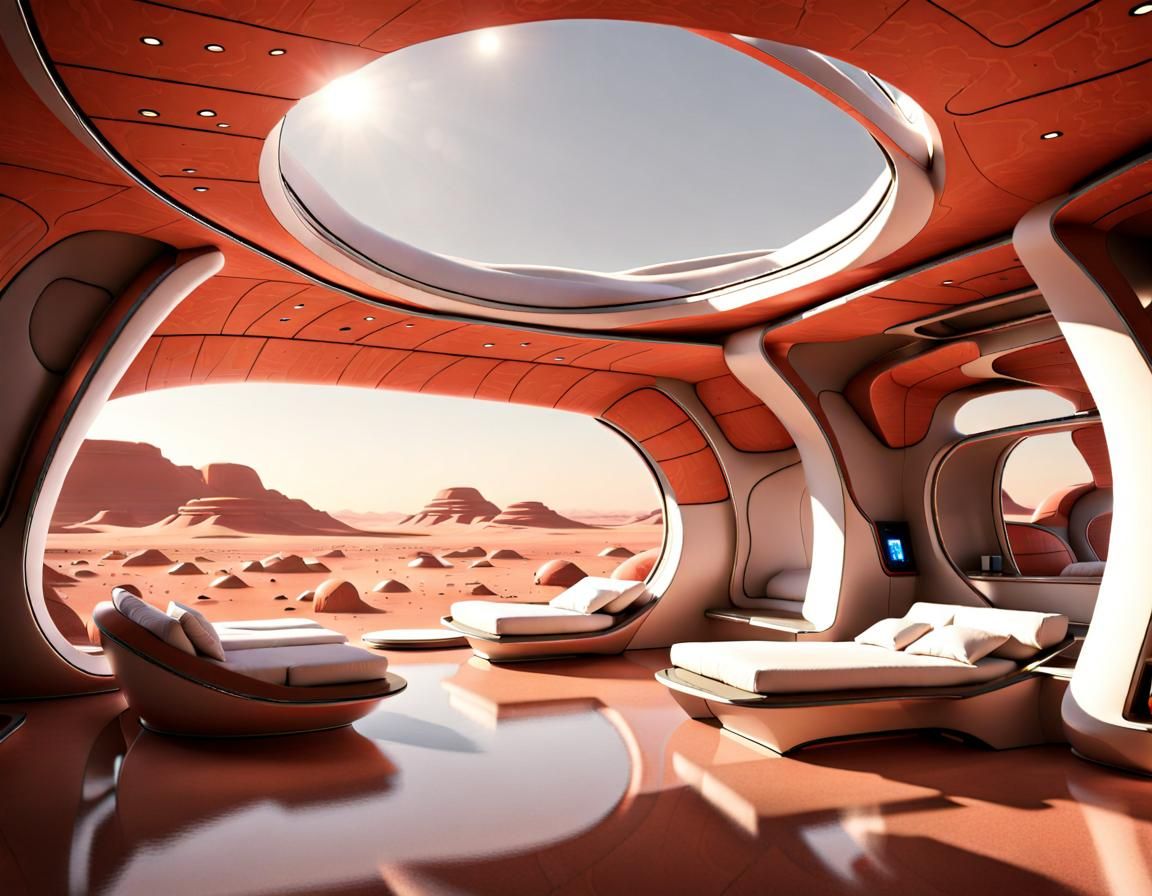 A big futuristic hotel on Mars - AI Generated Artwork - NightCafe Creator