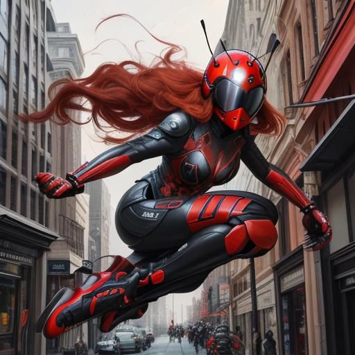 Lady bug superhero, action shot - AI Generated Artwork - NightCafe Creator