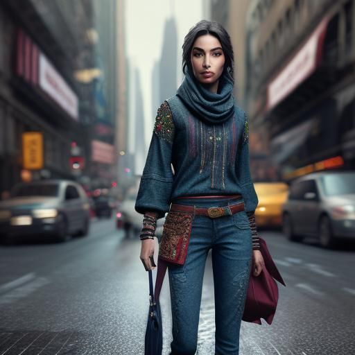 female model modeling upscale very artistic dolman sleeve travel ...