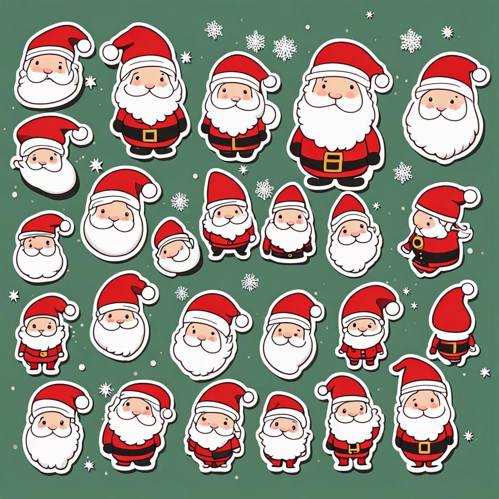 A range of cute Father Christmas sticker images - AI Generated Artwork ...