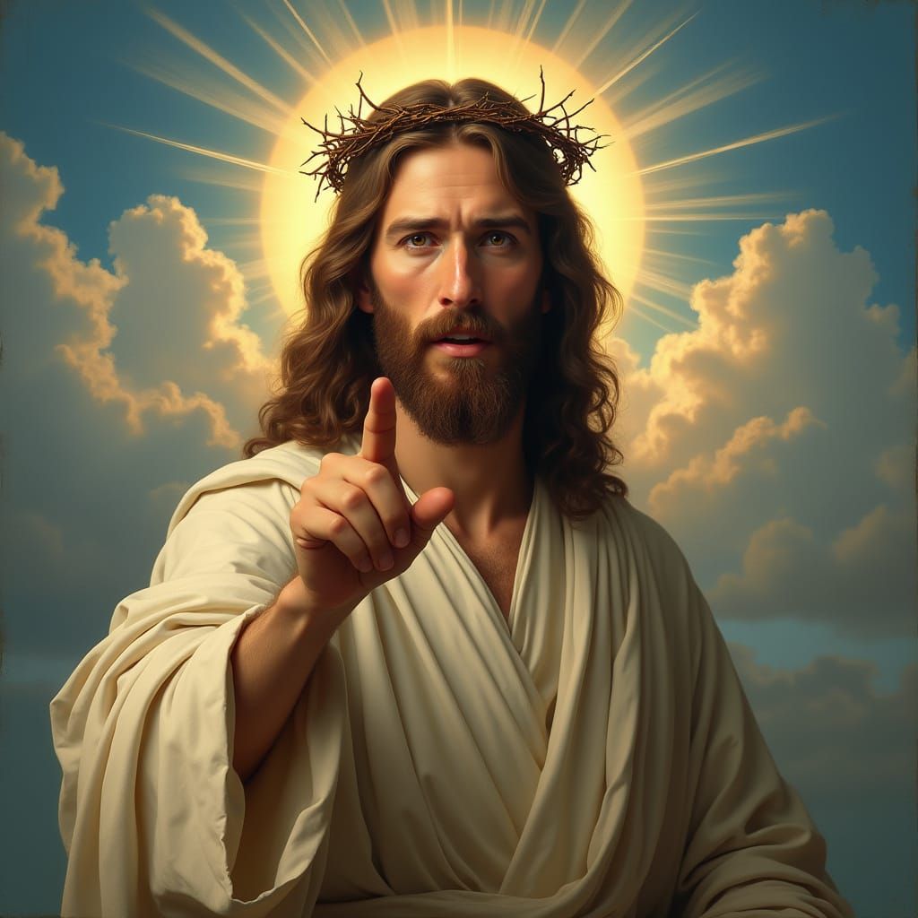 Jesus Christ Points Directly at the Viewer in a Hy... - AI Art