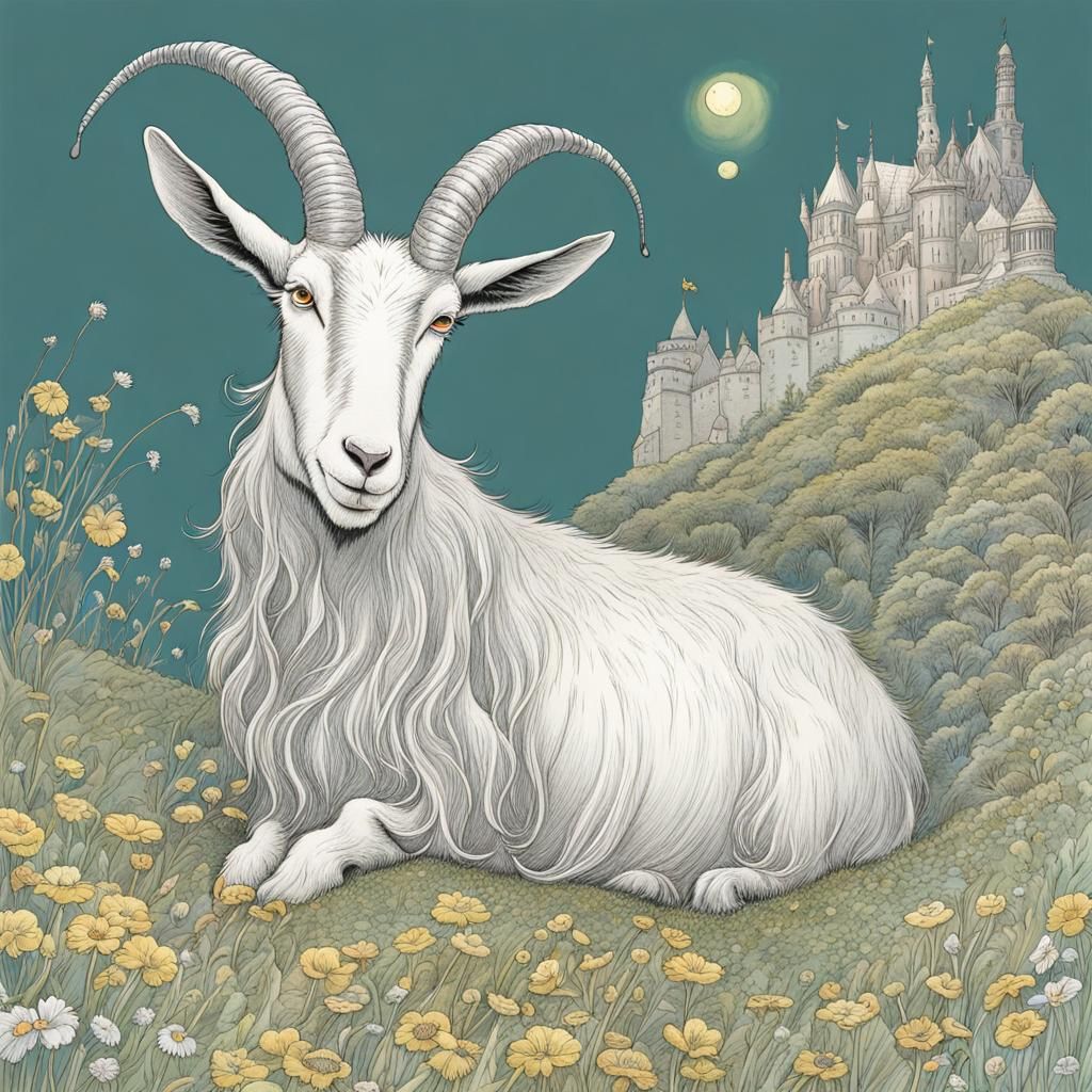 Greedy Goat illustration by Chris Riddell - AI Generated Artwork ...