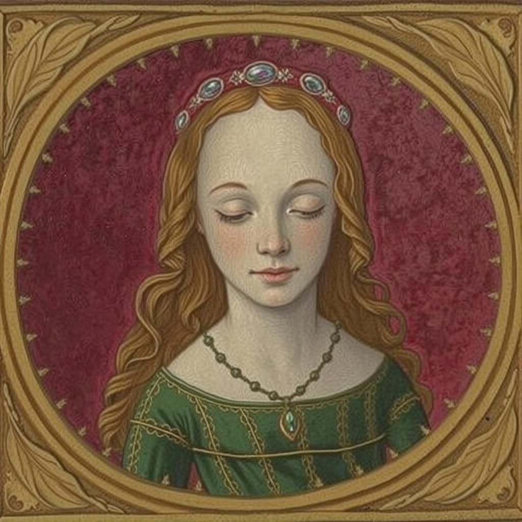 Finely detailed European illuminated manuscript roundel portrait of a ...