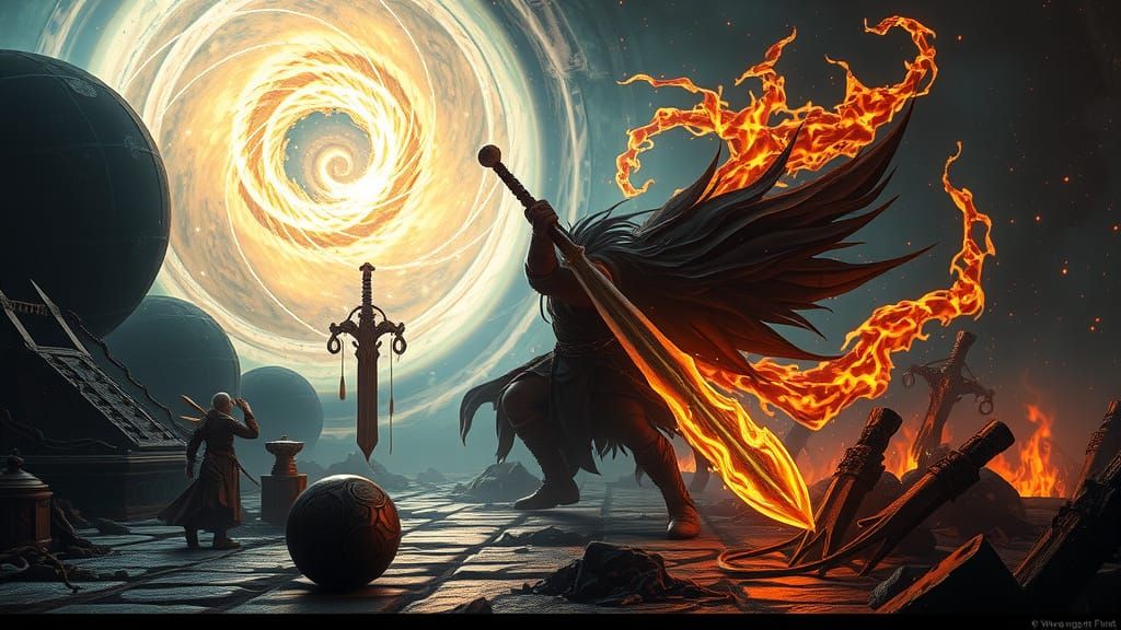 Primordial Warrior Unleashes Ancient Power - AI Art