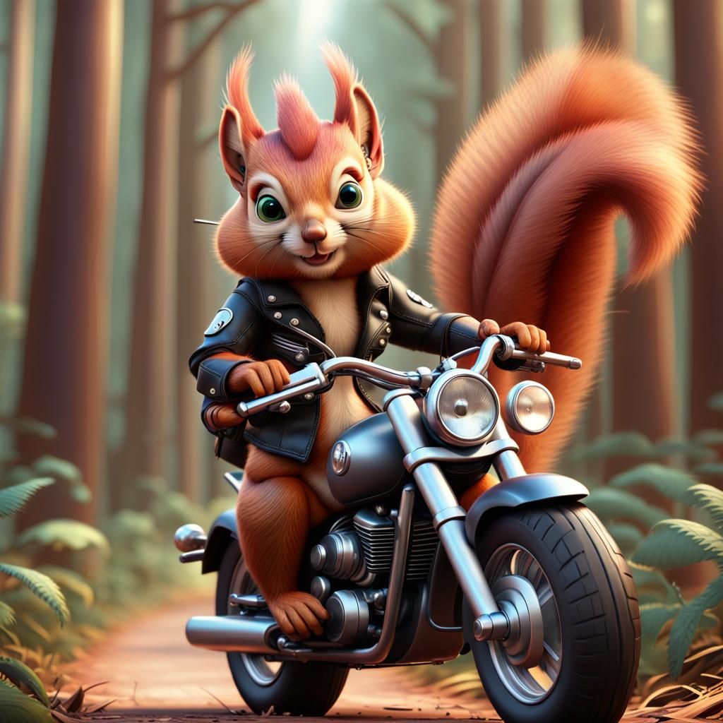 Squirrel on motorbike - AI Generated Artwork - NightCafe Creator