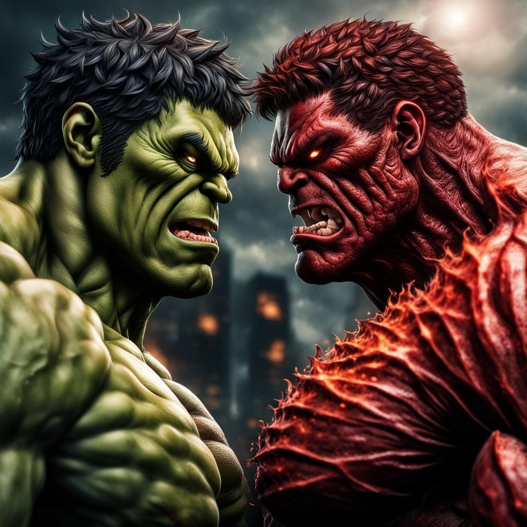 hulk and red hulk fight - AI Generated Artwork - NightCafe Creator