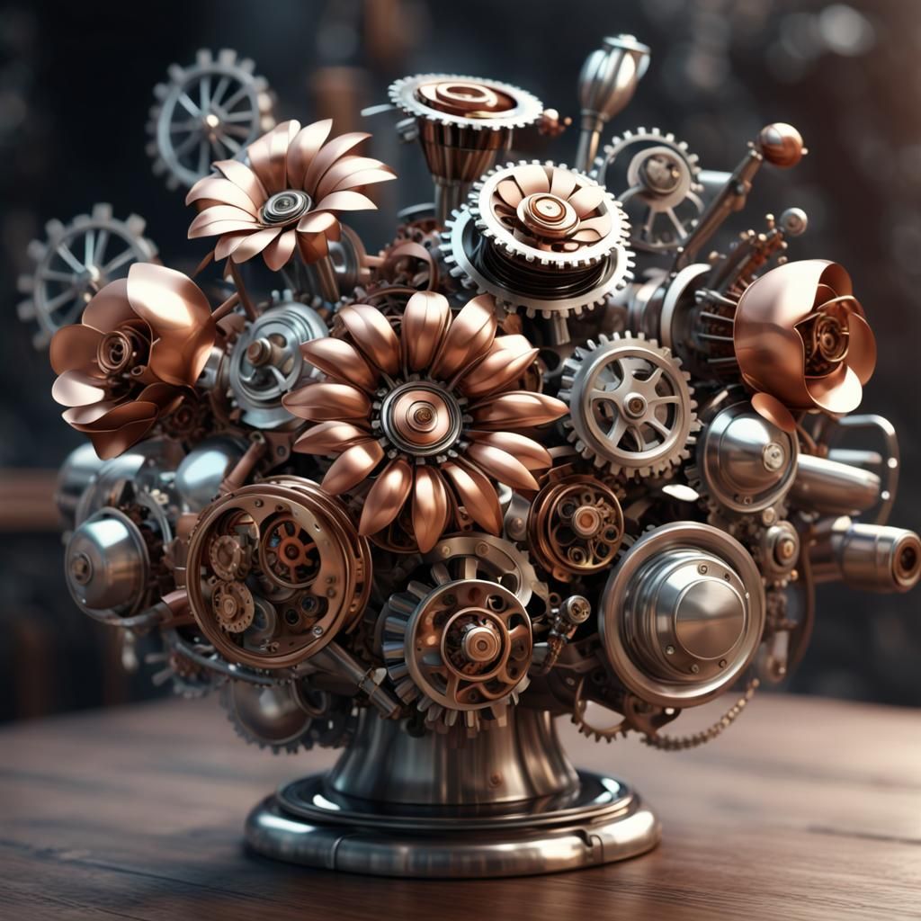 Metal flowers - AI Generated Artwork - NightCafe Creator