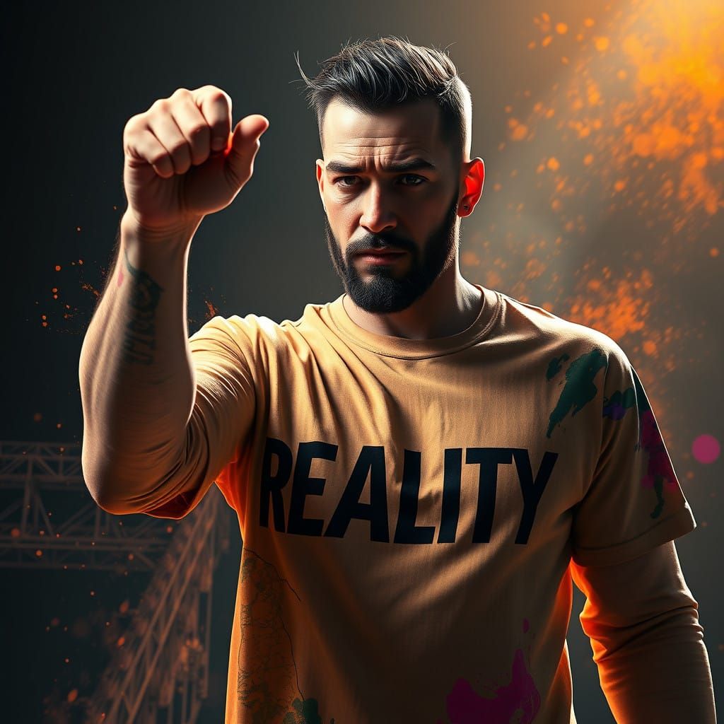 Man on Verge of Reality Check - AI Art