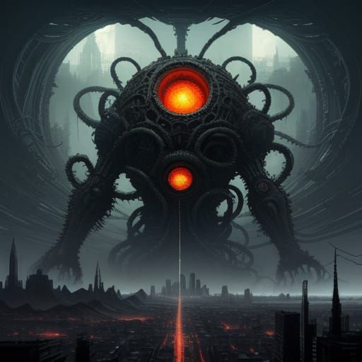 spaghetti monster apocalypse - Surreal Biomechanical Monster...