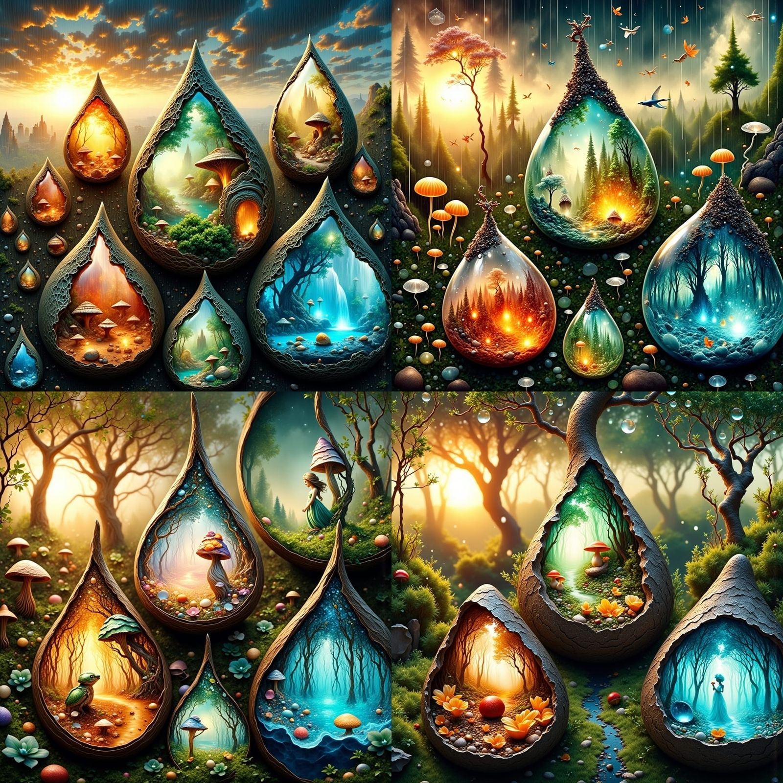 Enchanting Raindrop Worlds with Ethereal Fairy Lan... - AI Art