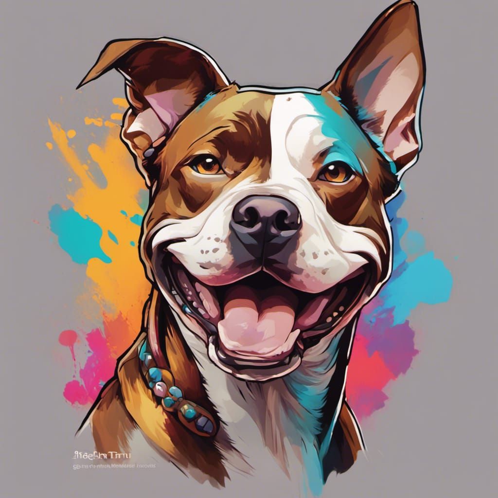 amstaff brown , beautiful smile , colorfull , head and shoulders ...