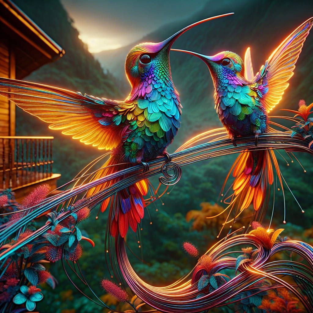 Hummingbirds on the wire! - Hummingbirds on the wire!