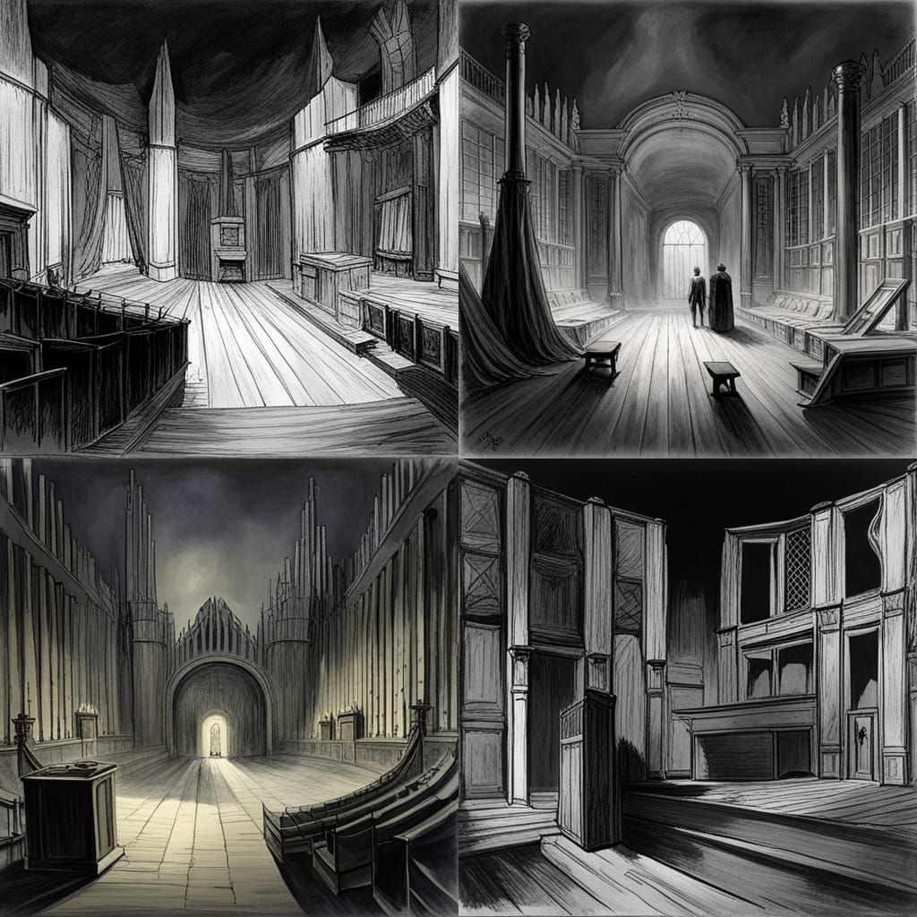 set design for a production of Frankenstein, to be staged in a small ...