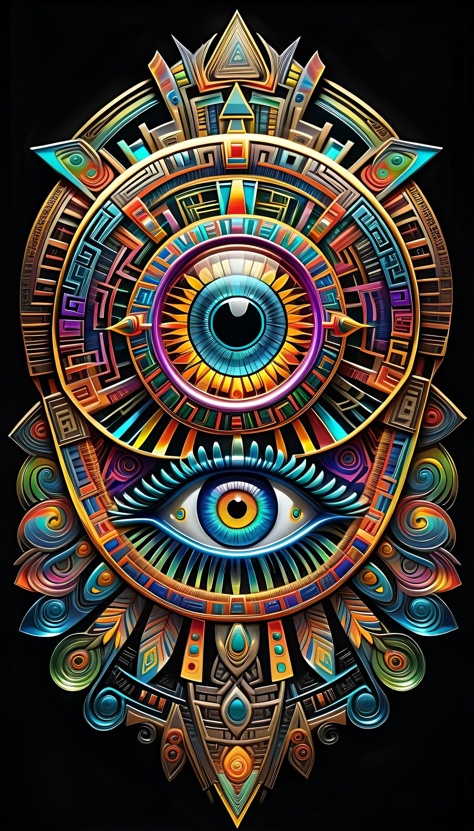 Abstract Aztec Psy-Eye, 02apr24 - AI Generated Artwork - NightCafe Creator