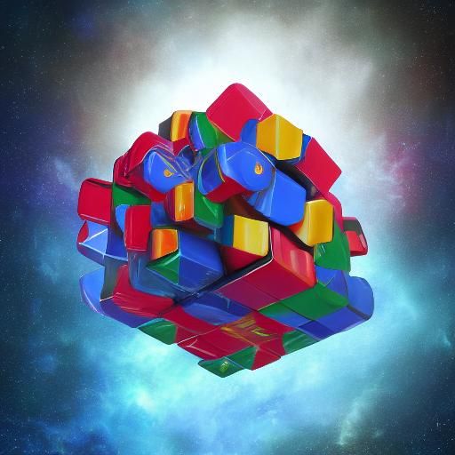 Rubiks cube in the galaxy - AI Generated Artwork - NightCafe Creator