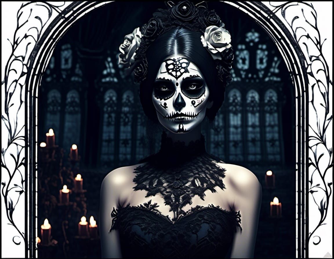 "the opera singer" día de los muertos woman portrait overgrown haunted ...