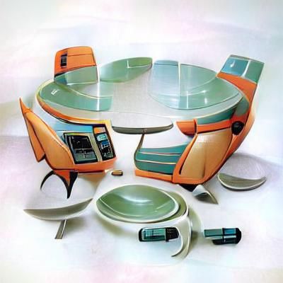 Retrofuturist Dining Set - AI Generated Artwork - NightCafe Creator
