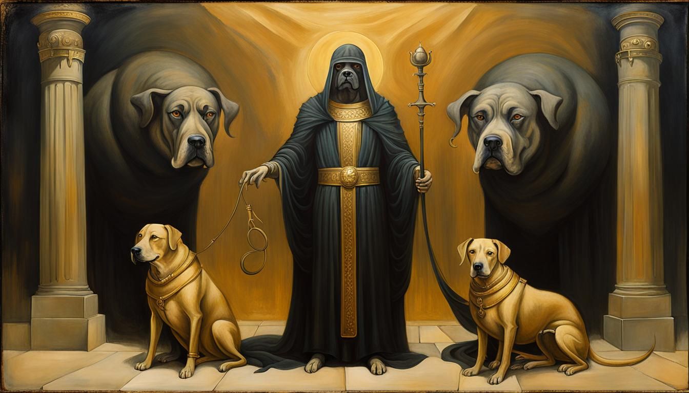 The God of the Underworld Hades and Cerberus, the monstrous three ...