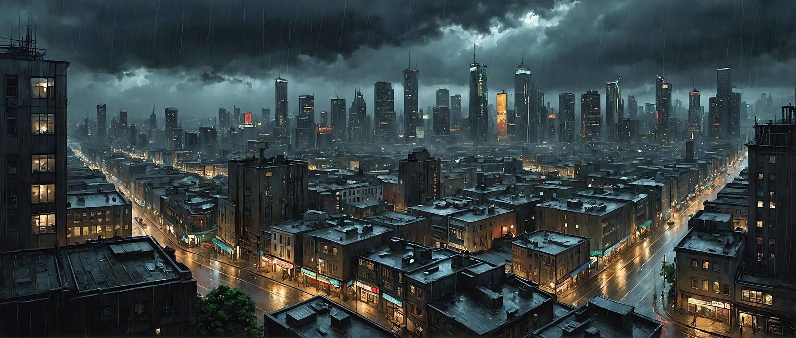 Rainy Cyberpunk Metropolis (StableCore) - AI Generated Artwork - NightCafe Creator