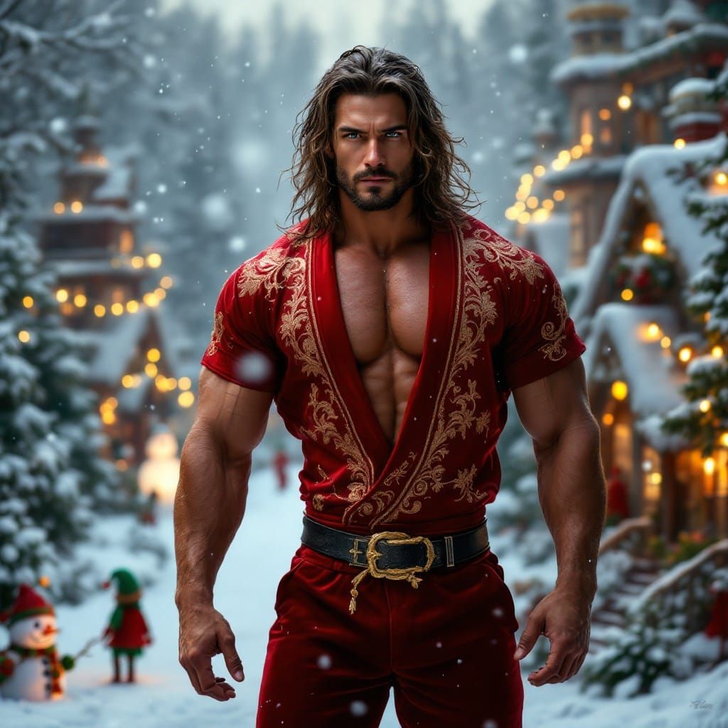 Chiseled Pinup Model Stands Confidently in Winter ... - AI Art