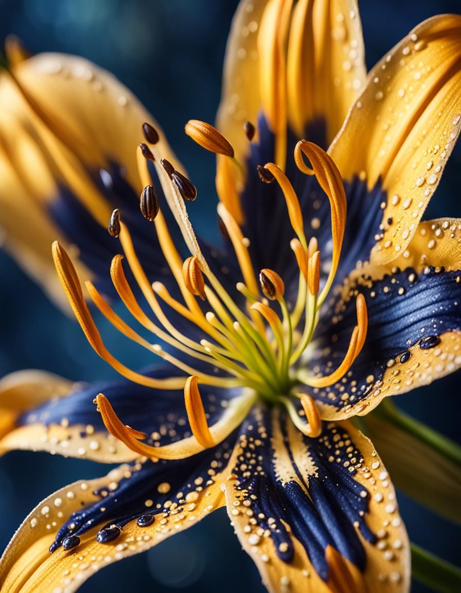 Yellow & Blue Lily Portrait - AI Generated Artwork - NightCafe Creator