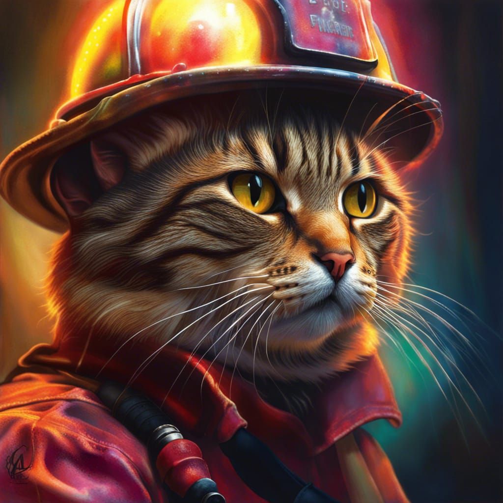 Firefighter Cat - AI Generated Artwork - NightCafe Creator