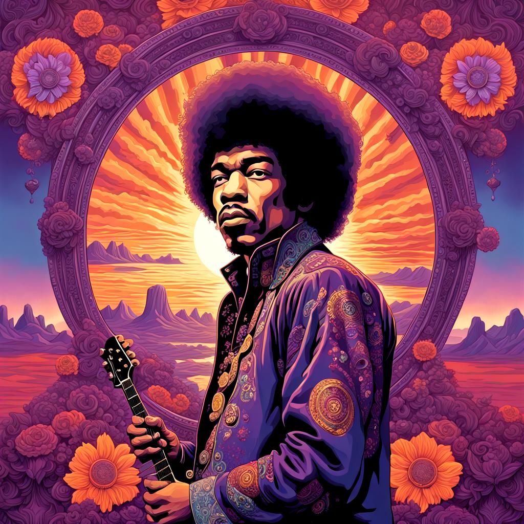 Jimi Hendrix. Purple Haze - AI Generated Artwork - NightCafe Creator