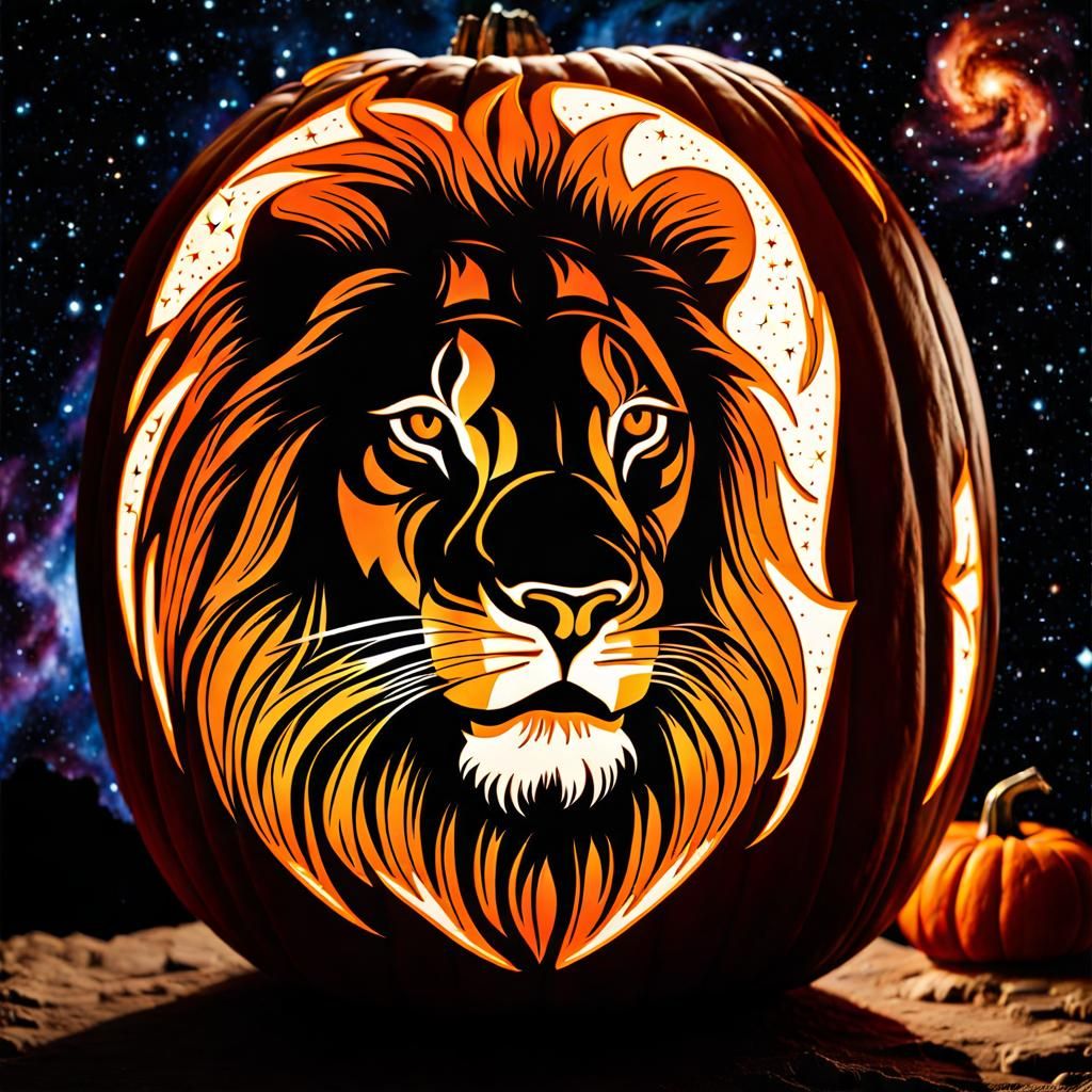 Lion Pumpkin Carving - AI Generated Artwork - NightCafe Creator