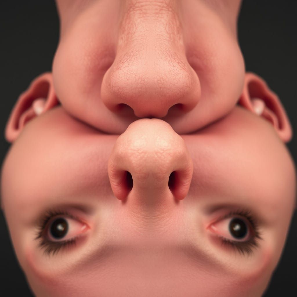 Surreal Monochromatic Portraits Featuring Inverted... - AI Art