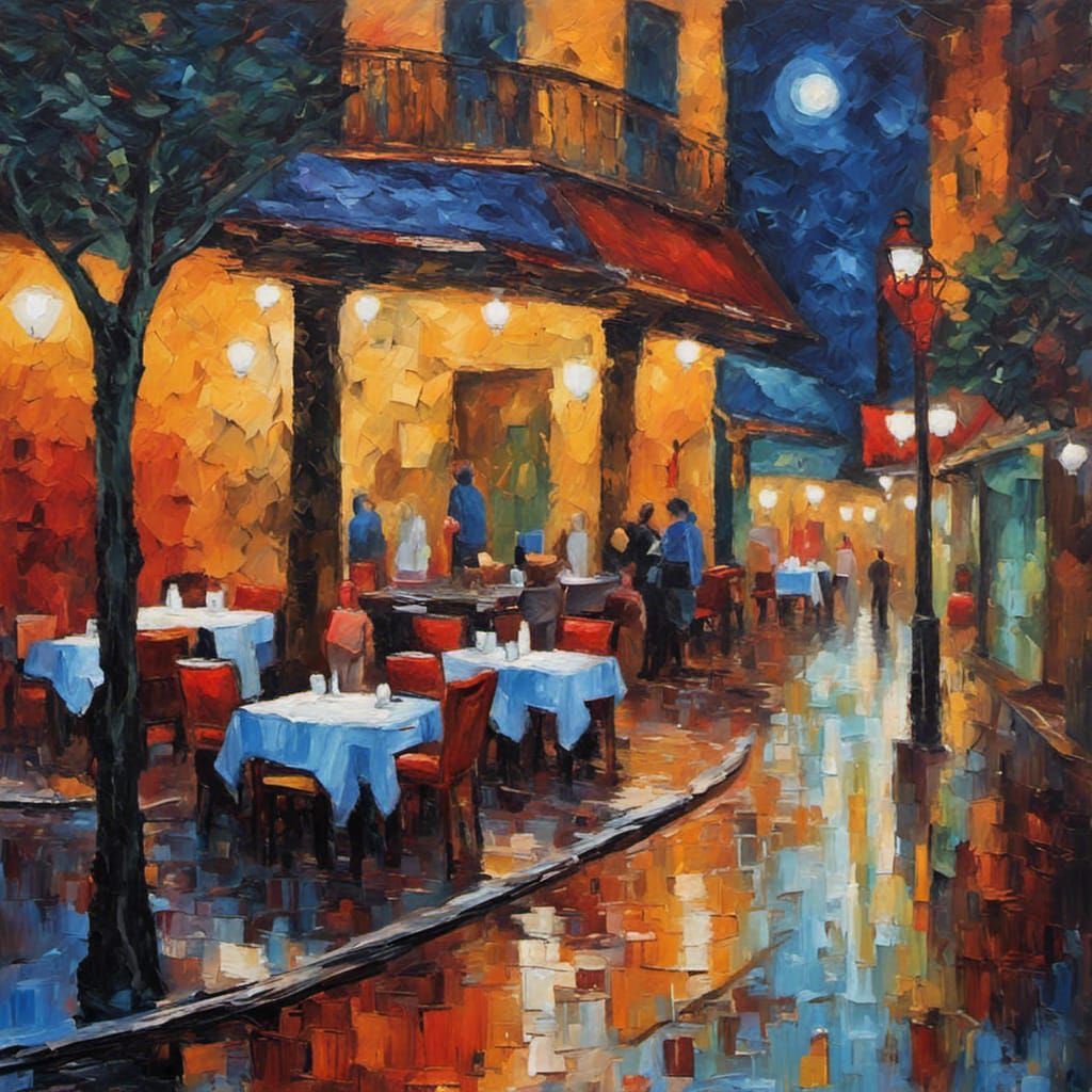 Restaurant at Night - AI Generated Artwork - NightCafe Creator