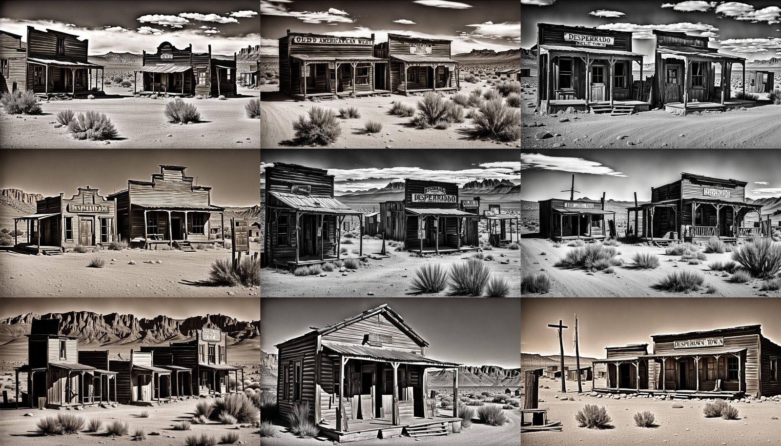 Old American West, Ghost Town, Monochrome, Desperado, - AI Generated ...