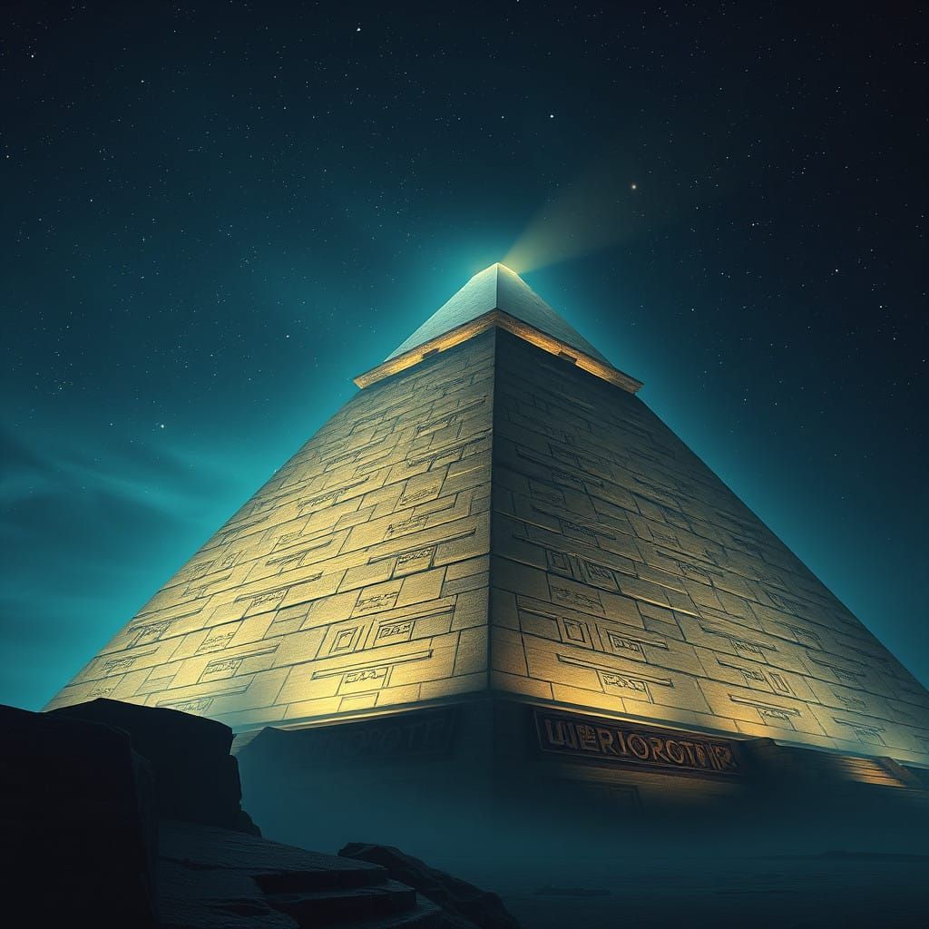 Pyramid at night - Surreal Pyramid Unveiled Under Celestial ...