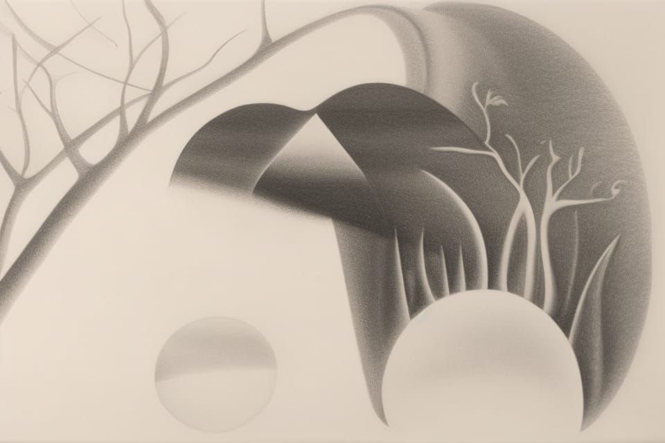 Biomorphic landscape in black and white graphite - AI Generated Artwork ...