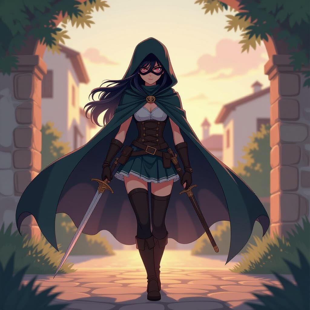 Anime Zorro Girl in Early Morning Light - AI Art
