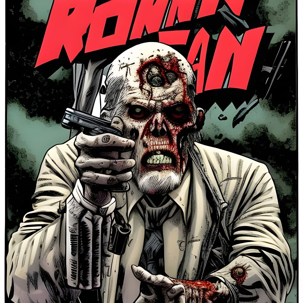 Ron Pearlman as a zombie comic book cover, will eisner style, steve ...