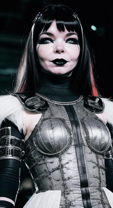 Bjork cosplaying an industrial goth at a fashion show in Paris ...