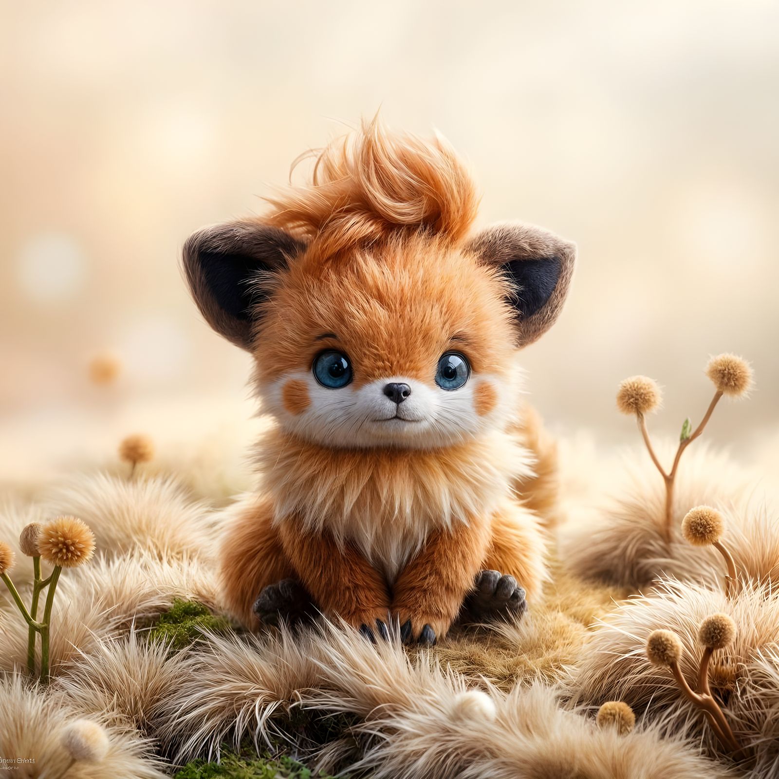 Vulpix - Cute Digital Vulpix in Fluffy Terarium
