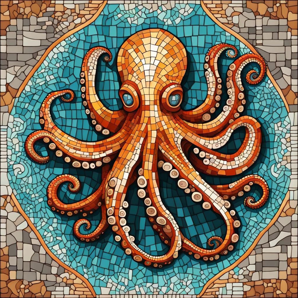 Mosaic Octopus - AI Generated Artwork - NightCafe Creator