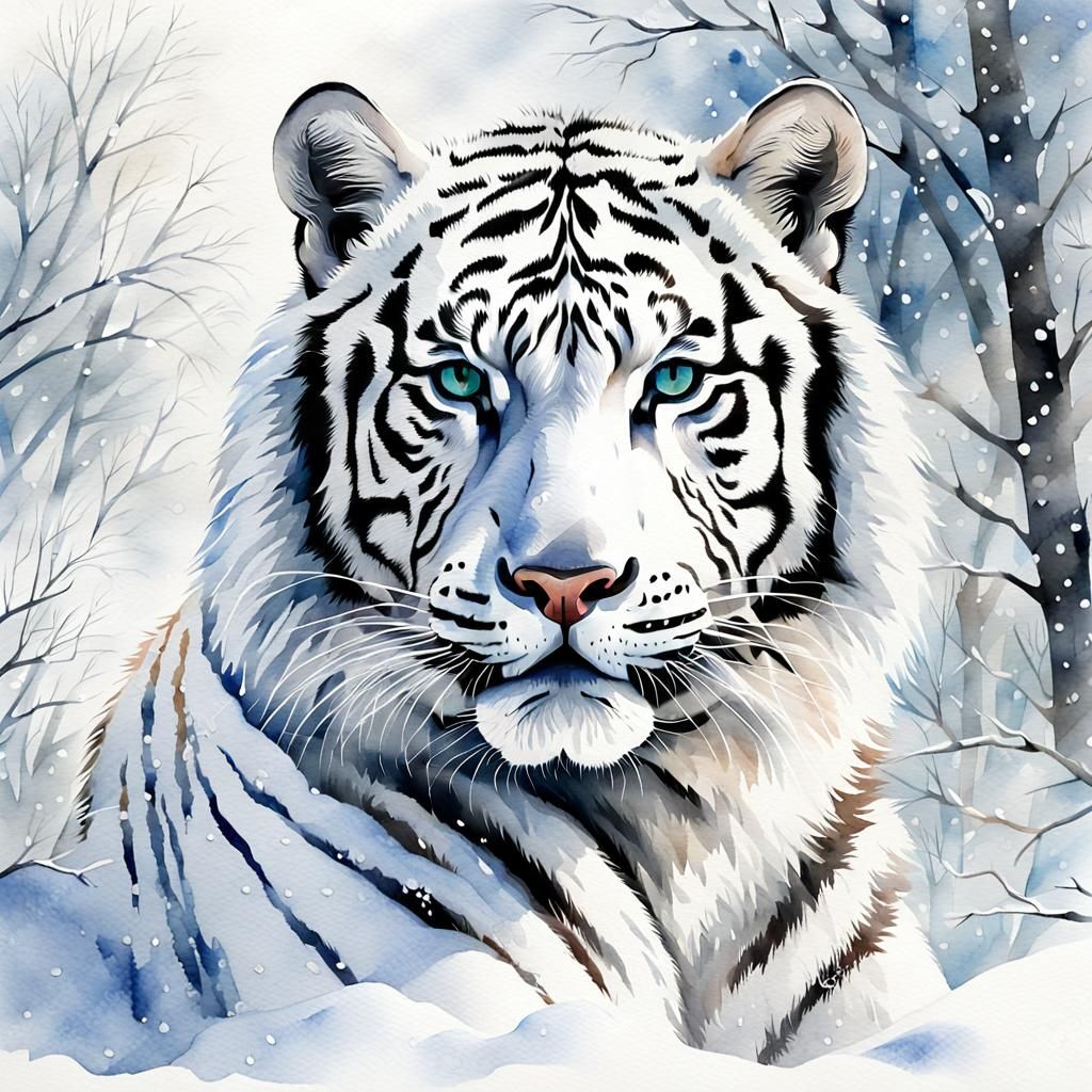 Snow Tiger 2 - AI Generated Artwork - NightCafe Creator