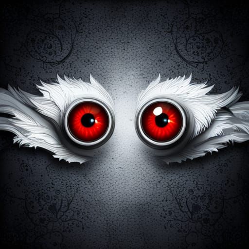 a pair of red, glowing, evil eyes in the darkness horror style - AI ...